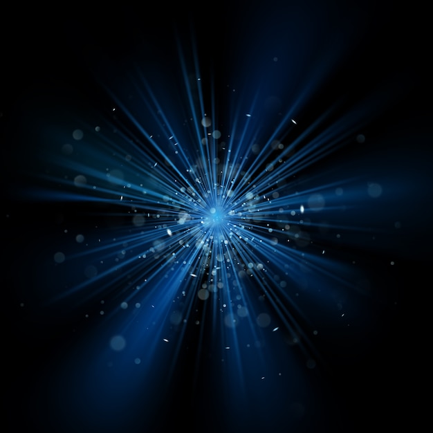 Efeito de fundo de brilho de explosão de luz azul no preto. explosão de ... Efeito de fundo de brilho de explosão de luz azul no preto. explosão de ...