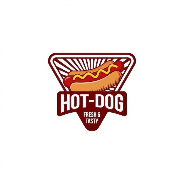Emblema De Logotipo De Cachorro Quente Vetor Premium