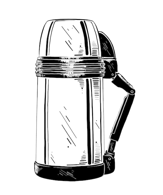 Esboço desenhado de mão de garrafa térmica | Vetor Premium Esboço desenhado de mão de garrafa térmica | Vetor Premium