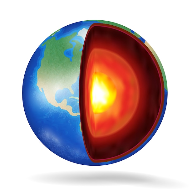 Estrutura Real Da Terra Do Planeta Em Um Fundo Branco Vetor Premium