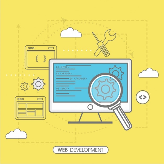 Fundo amarelo de desenvolvimento web | Vetor Premium Fundo amarelo de desenvolvimento web | Vetor Premium