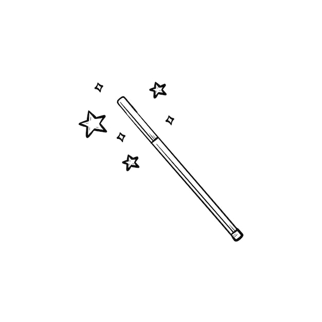 Ícone de doodle de contorno de varinha mágica de vetor mão desenhada ... Ícone de doodle de contorno de varinha mágica de vetor mão desenhada ...