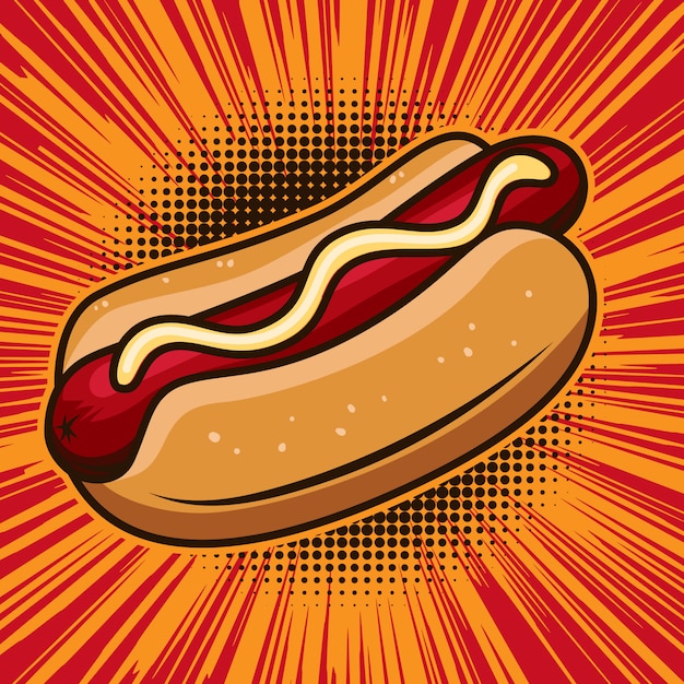 Ilustração De Cachorro Quente No Estilo Cômico Elemento Para Cartaz