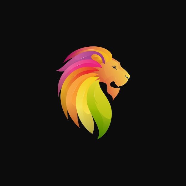 Logotipo Do Leão Gradiente Colorido Moderno Vetor Premium