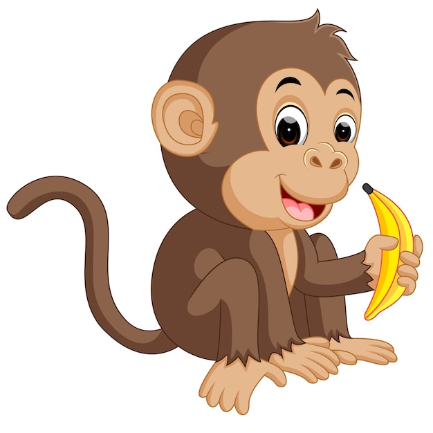 Macaco bonito dos desenhos animados comendo banana | Vetor Premium Macaco bonito dos desenhos animados comendo banana | Vetor Premium
