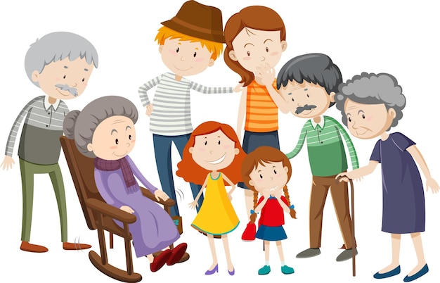 Membro de personagem de desenho animado da família em fundo branco ... Membro de personagem de desenho animado da família em fundo branco ...