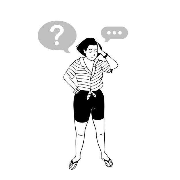 Menina, resolvendo o problema, pensando mulher com ponto de ... Menina, resolvendo o problema, pensando mulher com ponto de ...