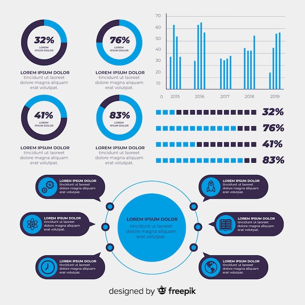 Modelo de infográfico design plano com gráfico | Vetor Grátis Modelo de infográfico design plano com gráfico | Vetor Grátis