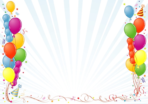 Moldura de aniversário com balão | Vetor Premium Moldura de aniversário com balão | Vetor Premium