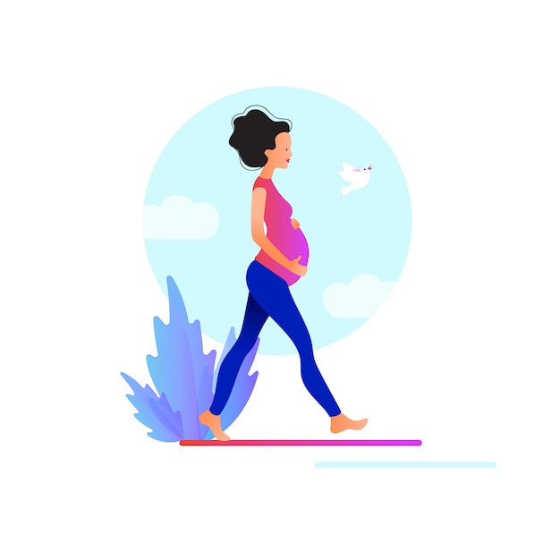 Mulher grávida andando. personagem feminina grávida bem ajustada e ... Mulher grávida andando. personagem feminina grávida bem ajustada e ...