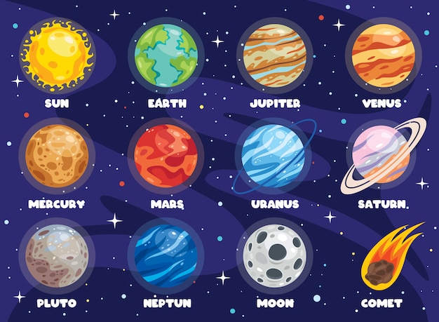 Planetas coloridos do sistema solar | Vetor Premium Planetas coloridos do sistema solar | Vetor Premium
