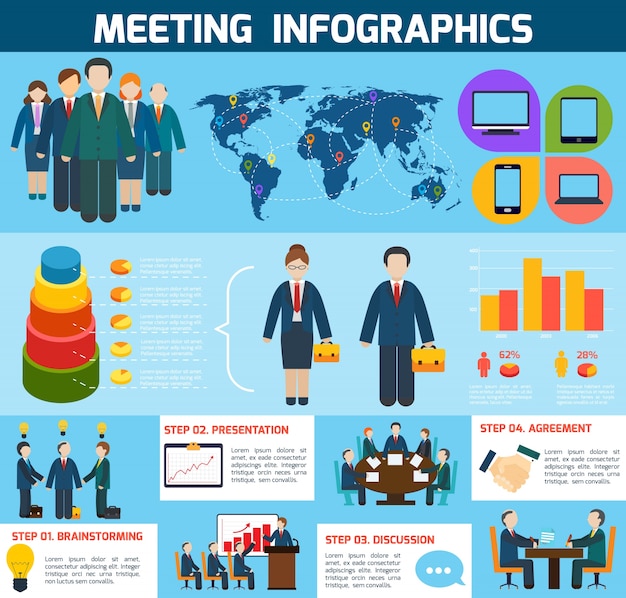 Reunião de negócios reunião de discussão discussão discussão infografia ... Reunião de negócios reunião de discussão discussão discussão infografia ...