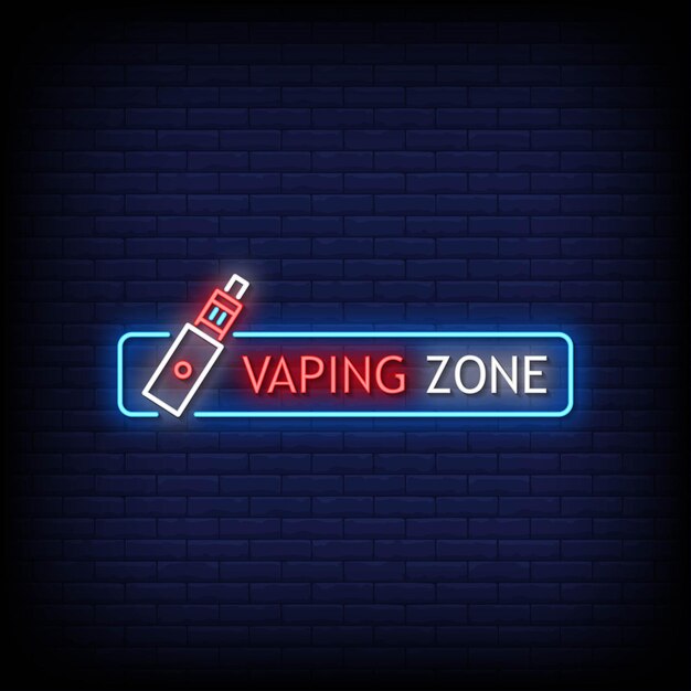 Texto Do Estilo Dos Sinais De Néon Do Logotipo Da Vaping Zone Vetor