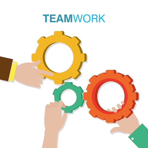 Trabalho em equipe e engrenagens conceito ilustração vetorial design ... Trabalho em equipe e engrenagens conceito ilustração vetorial design ...