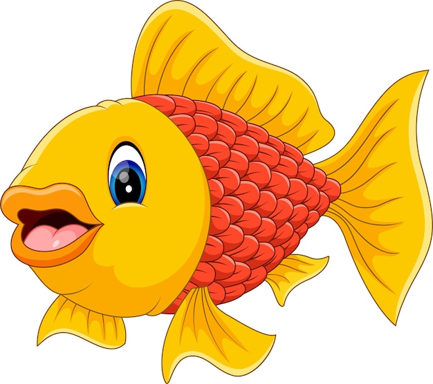 Illustrazione Del Cartone Animato Di Pesce Carino Vettore Premium