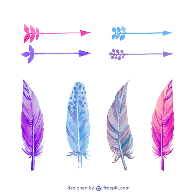 Aquarel veren en pijlen | Premium Vector Aquarel veren en pijlen | Premium Vector