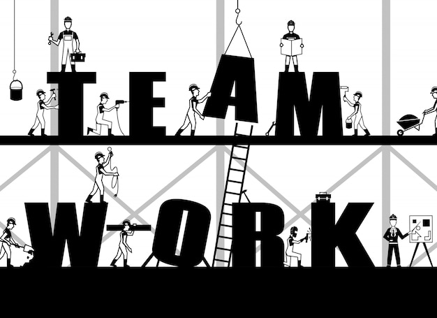 Bouw teamwork poster | Gratis Vector Bouw teamwork poster | Gratis Vector