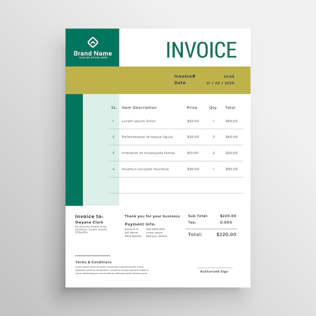 Groene factuur sjabloon ontwerp vector | Gratis Vector Groene factuur sjabloon ontwerp vector | Gratis Vector