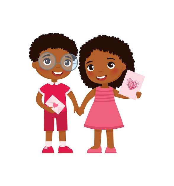 Kleine vriend en vriendin vieren valentijnsdag | Gratis Vector Kleine vriend en vriendin vieren valentijnsdag | Gratis Vector