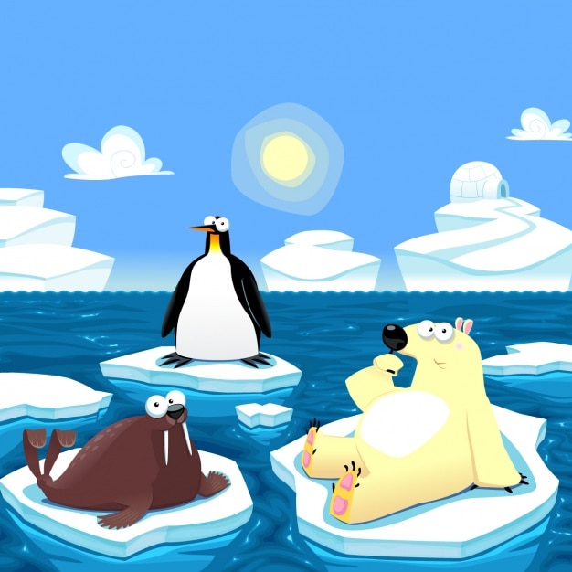 Noordpool achtergrond dieren | Gratis Vector Noordpool achtergrond dieren | Gratis Vector