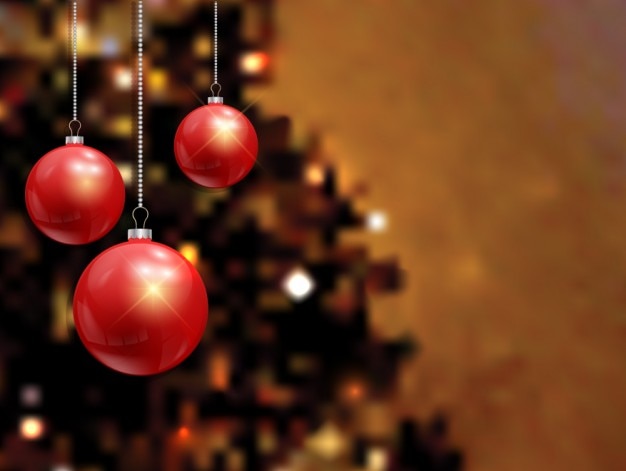 Onscherpe achtergrond met rode kerstballen Vector | Gratis Download Onscherpe achtergrond met rode kerstballen Vector | Gratis Download