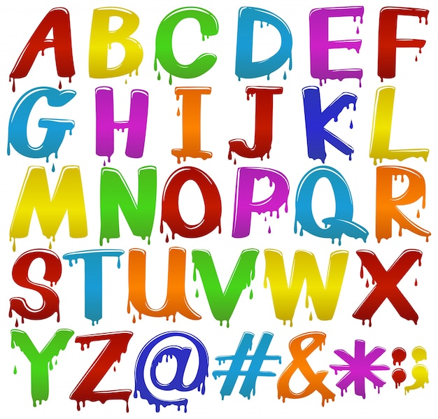 Regenboog Heeft Grote Letters Van Het Alfabet Op Een Witte Achtergrond
